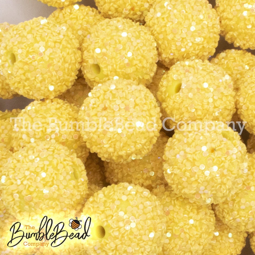 20mm Yellow Sequin Confetti Bubblegum Beads, Resin Beads in Bulk, 20mm ...