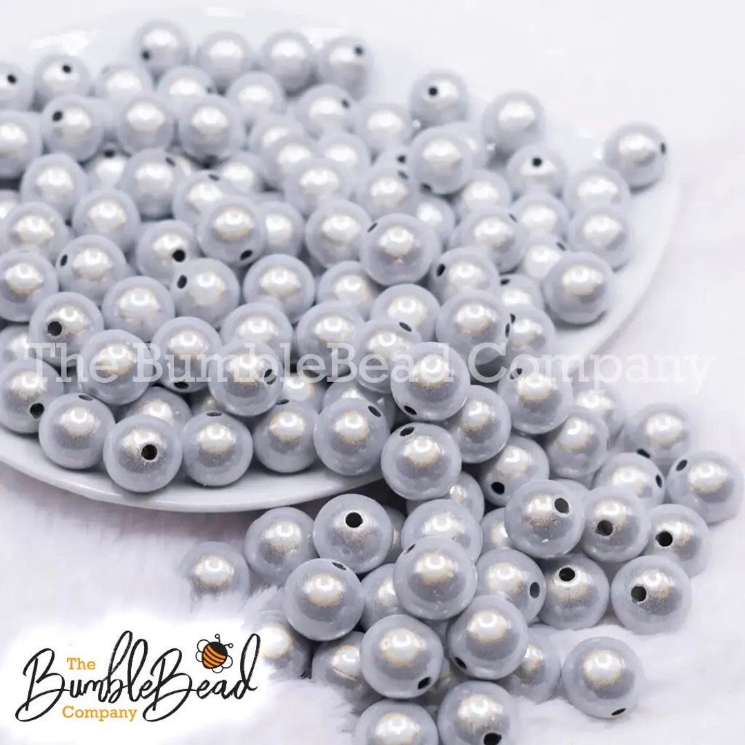 12mm White Miracle Chunky Acrylic Bubblegum Bead, Resin Beads in Bulk ...
