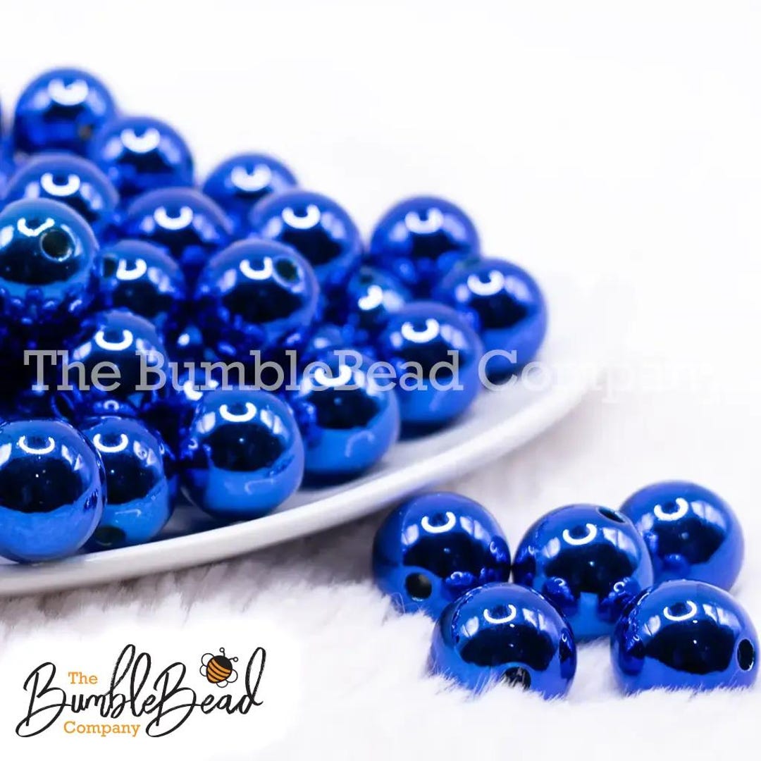 16MM Royal Blue Reflective Chunky Bubblegum Beads, Acrylic Gumball ...
