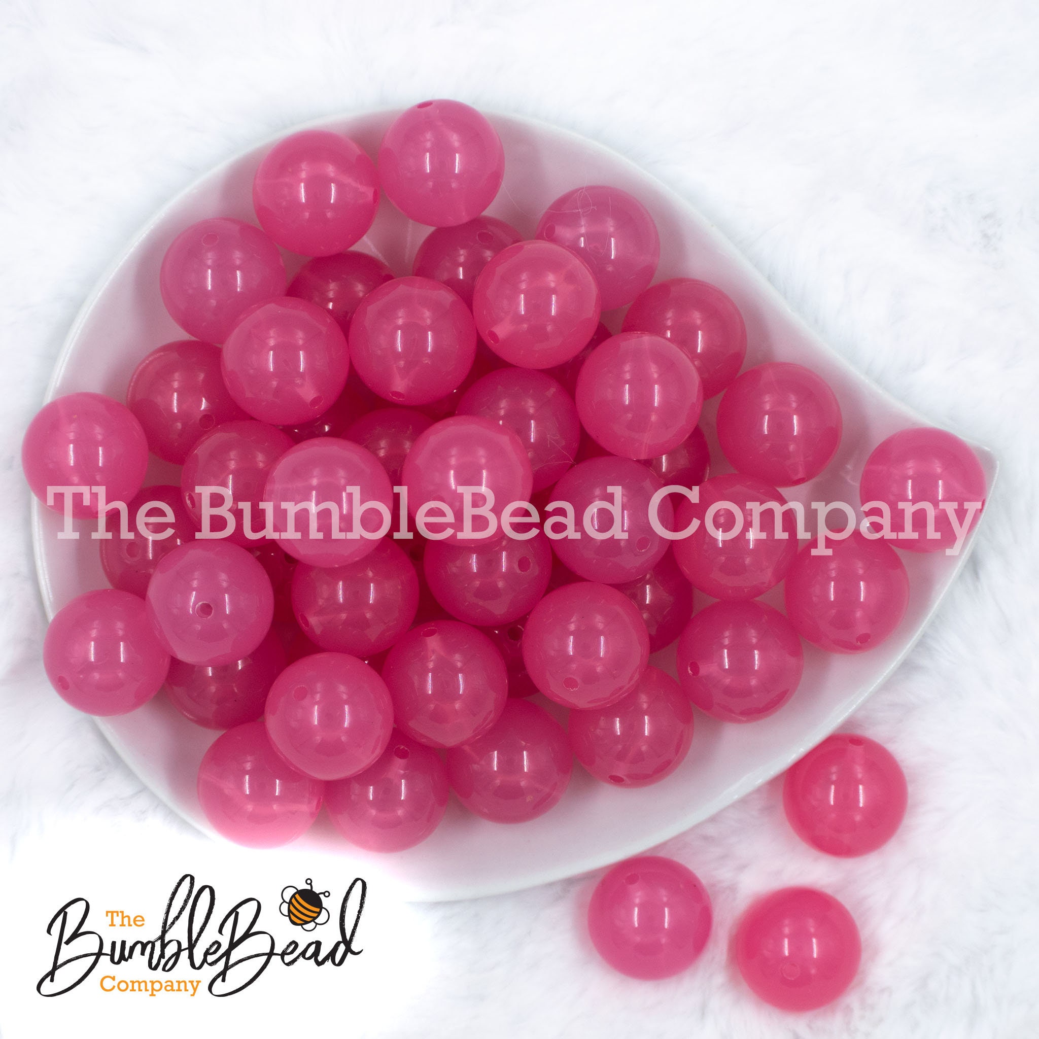 20mm Bright Pink "jelly" Stylic Acrylic Chunky Bubblegum Beads, Chunky ...