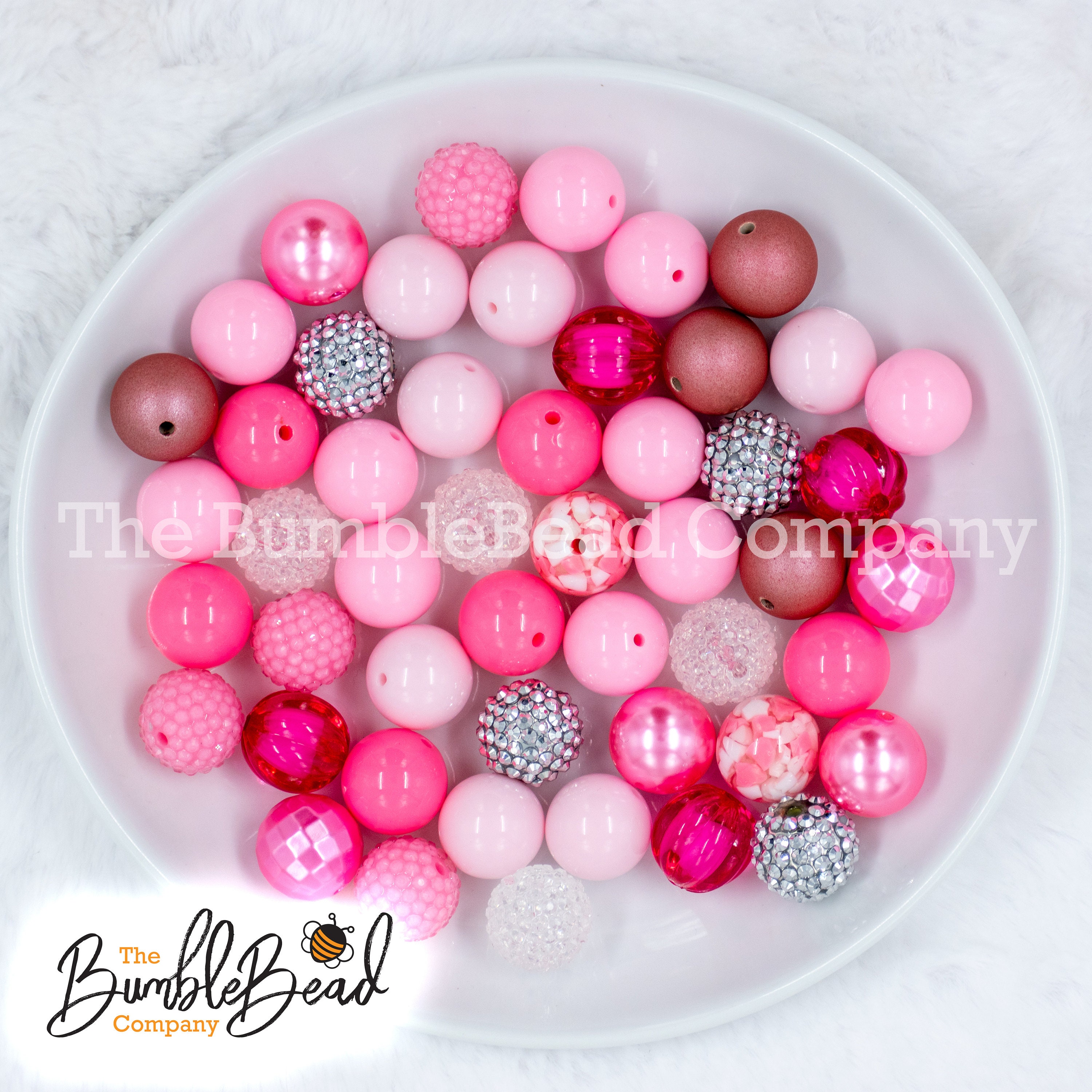 20mm Pretty in Pink Mix Bubblegum Bead Mix [20 & 50 Count] - Etsy