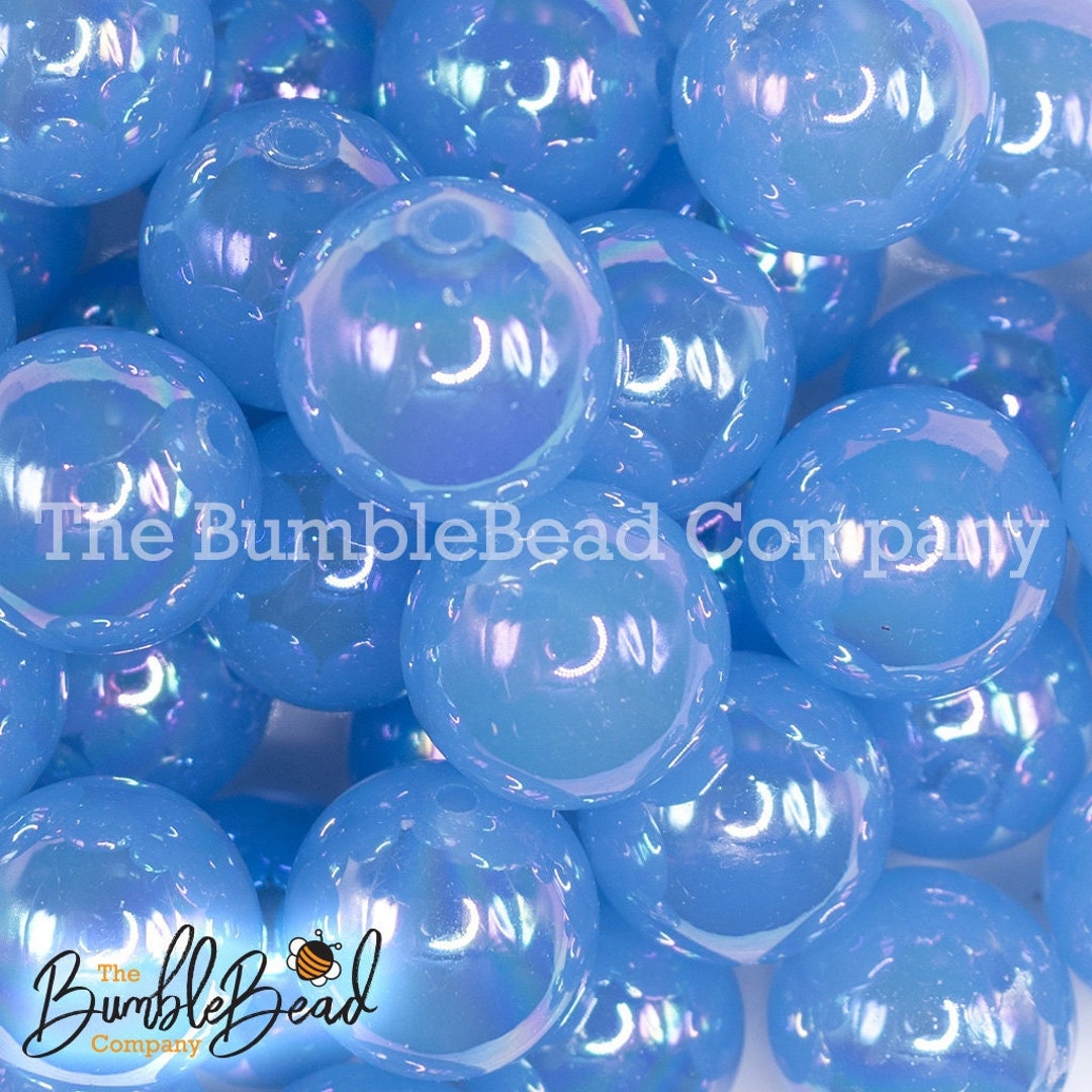 20mm Sky Blue Jelly AB Style Acrylic Chunky Bubblegum Beads, Chunky ...