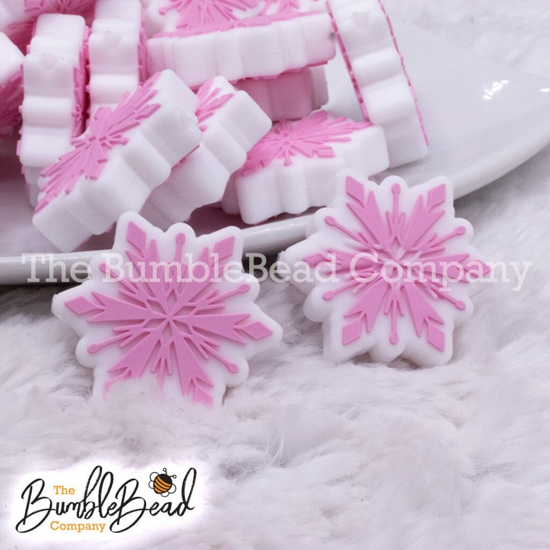 Pink Snowflake Silicone Focal Bead Accessory - 28mm, Silicone Beads - Etsy