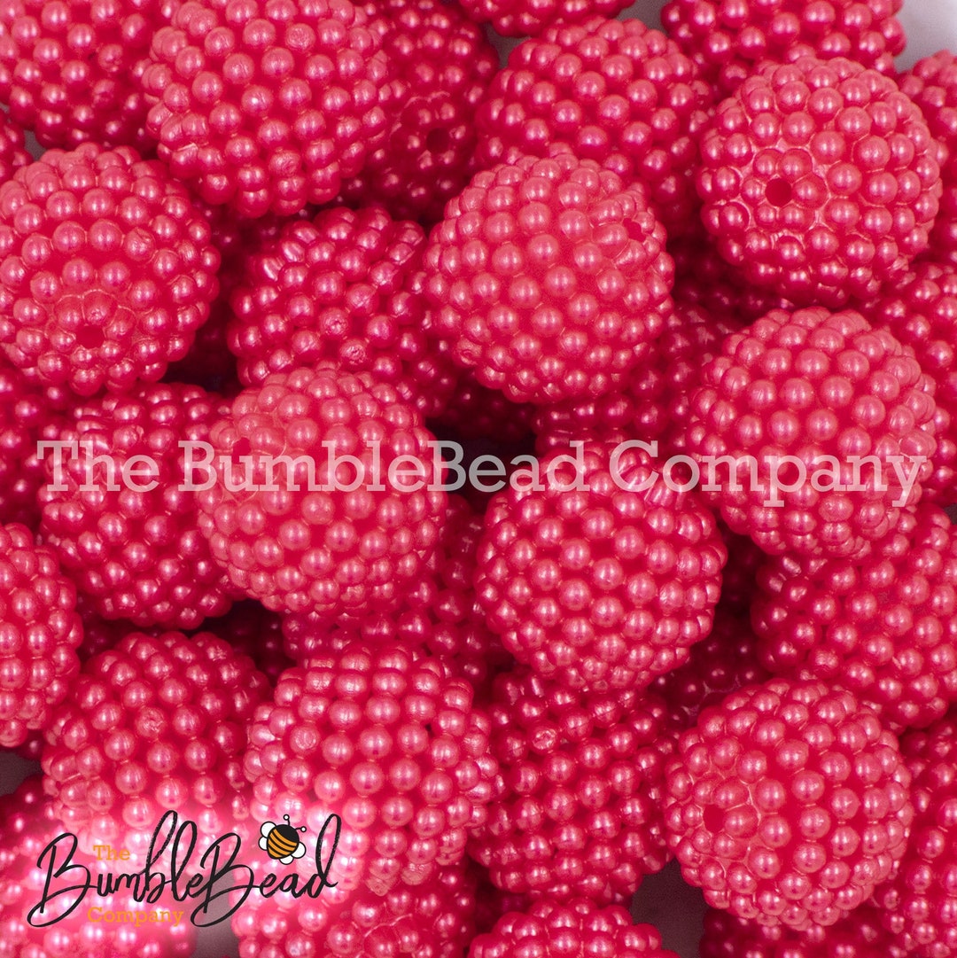 20MM Red Ball Bead Pearl Finish Chunky Bubblegum Beads, Acrylic Gumball ...