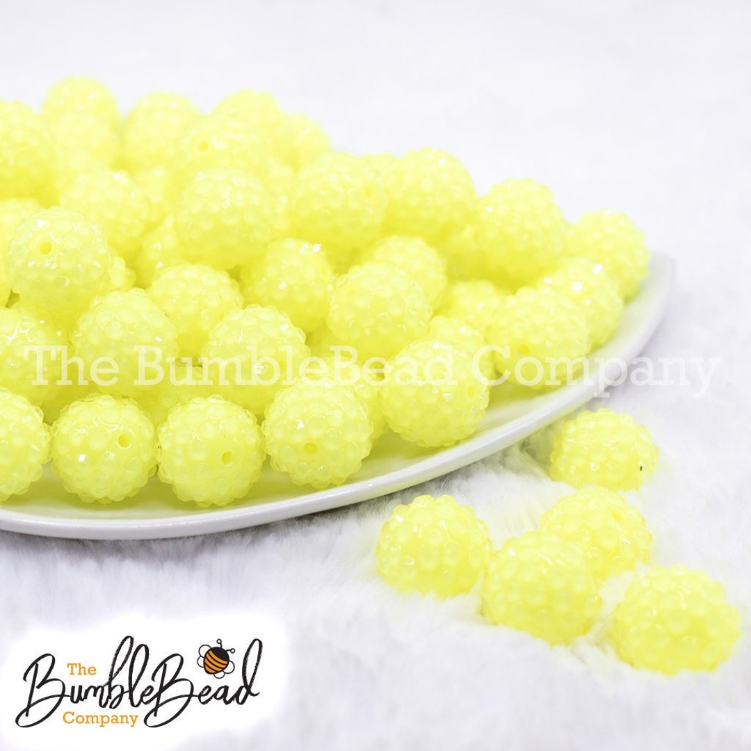 16mm Neon Yellow Rhinestone Jewelry Beads, Resin Rhinestone Beads in ...
