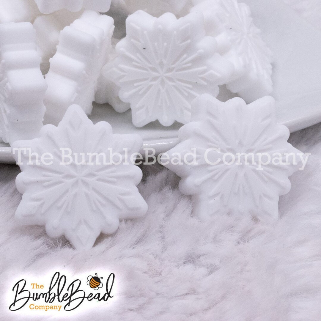 White Snowflake Silicone Focal Bead Accessory - 28mm, Silicone Beads - Etsy