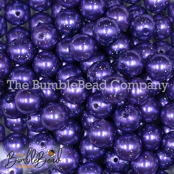 12MM Dark Purple with Glitter Faux Pearl Chunky Bubblegum Beads Glitter Beads in Bulk 12mm sparkly Bubble Gum Beads 12mm Shiny Beads Etsy