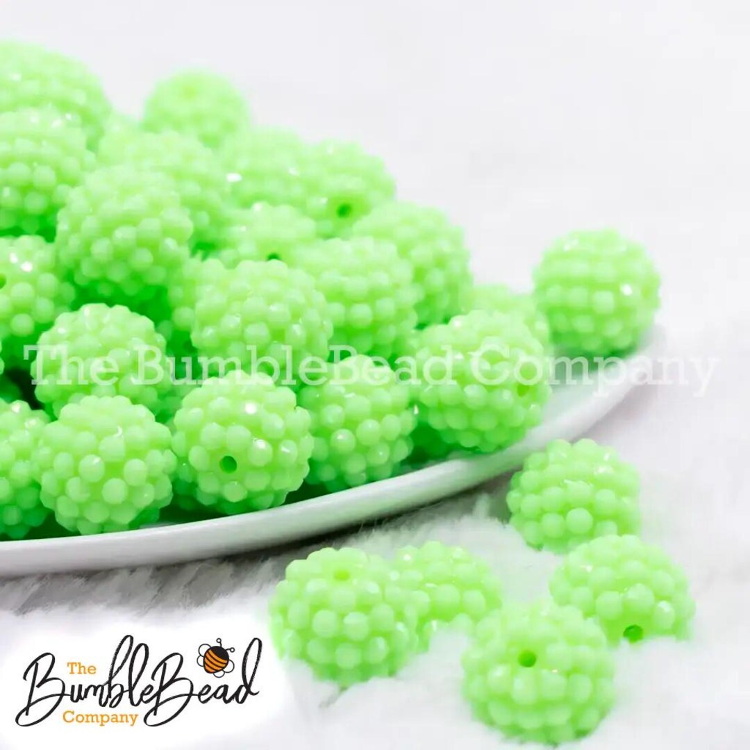 16mm Lime Green on Lime Green Rhinestone Jewelry Beads, Resin ...