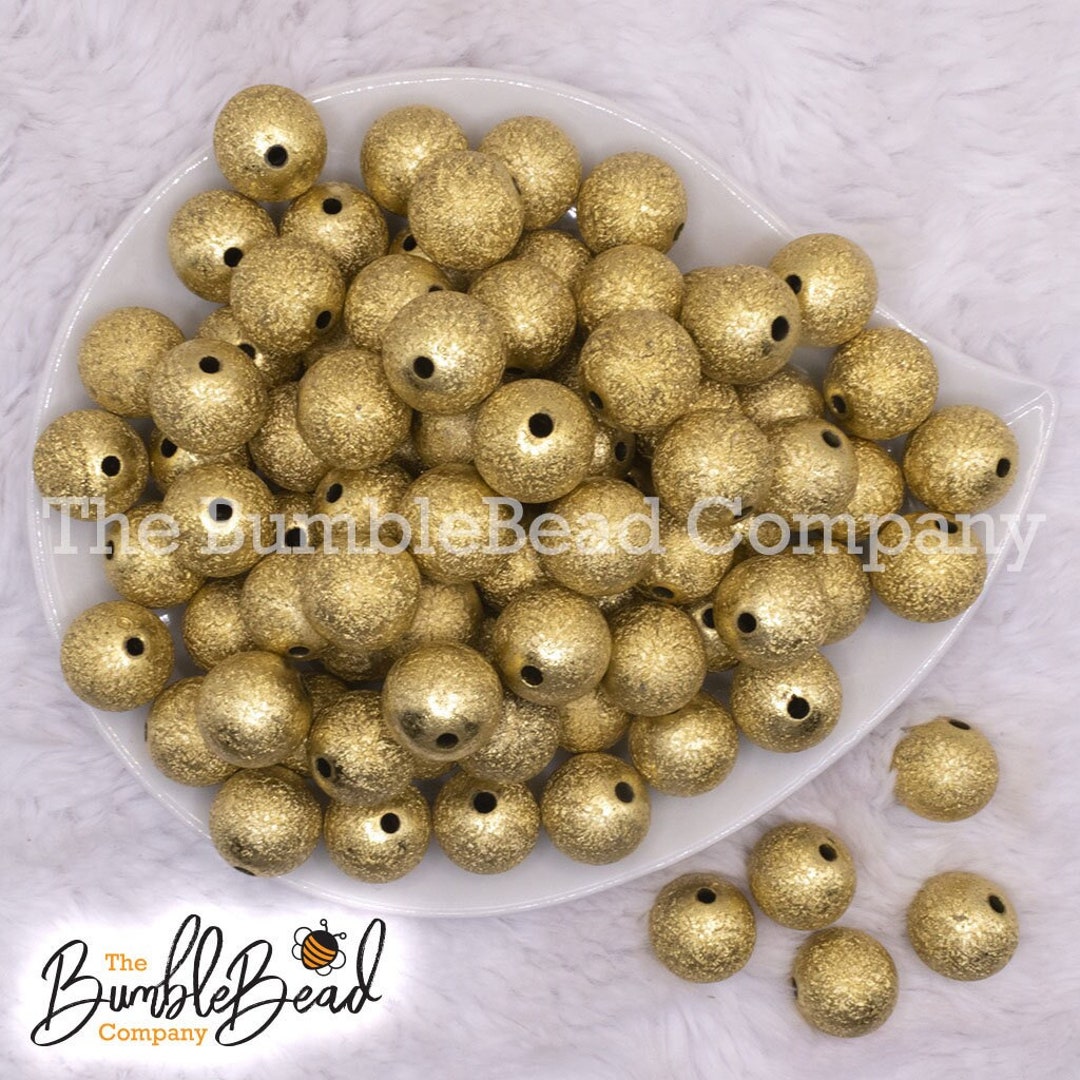 16mm Gold Stardust Chunky Bubblegum Beads, Acrylic Beads in Bulk, 16mm ...