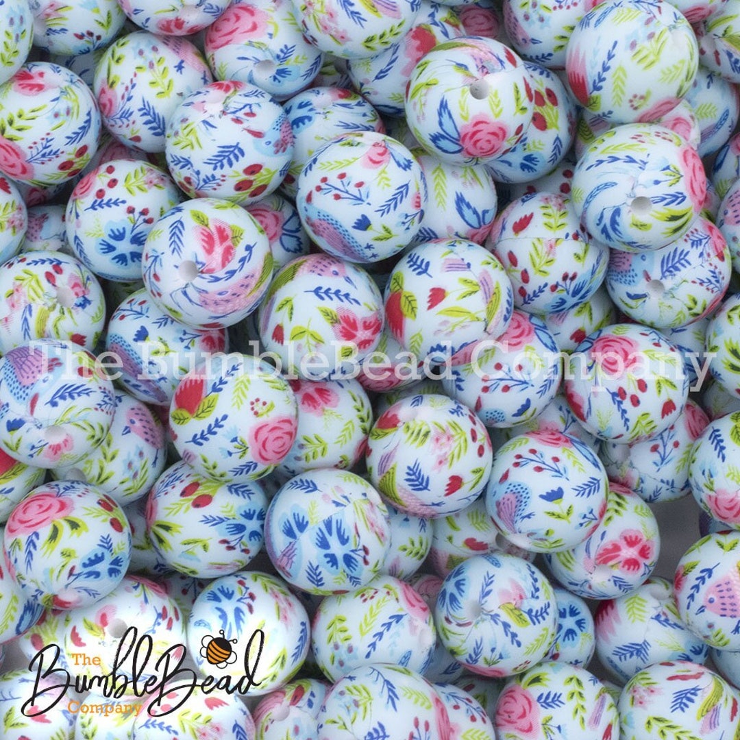 15mm Spring Floral Silicone Beads, Silicone Beads in Bulk, 15mm ...
