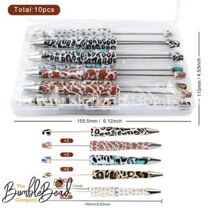 Animal Print Mixed Beadable Pen Kit - Case Included - 10 Pieces, DIY ...