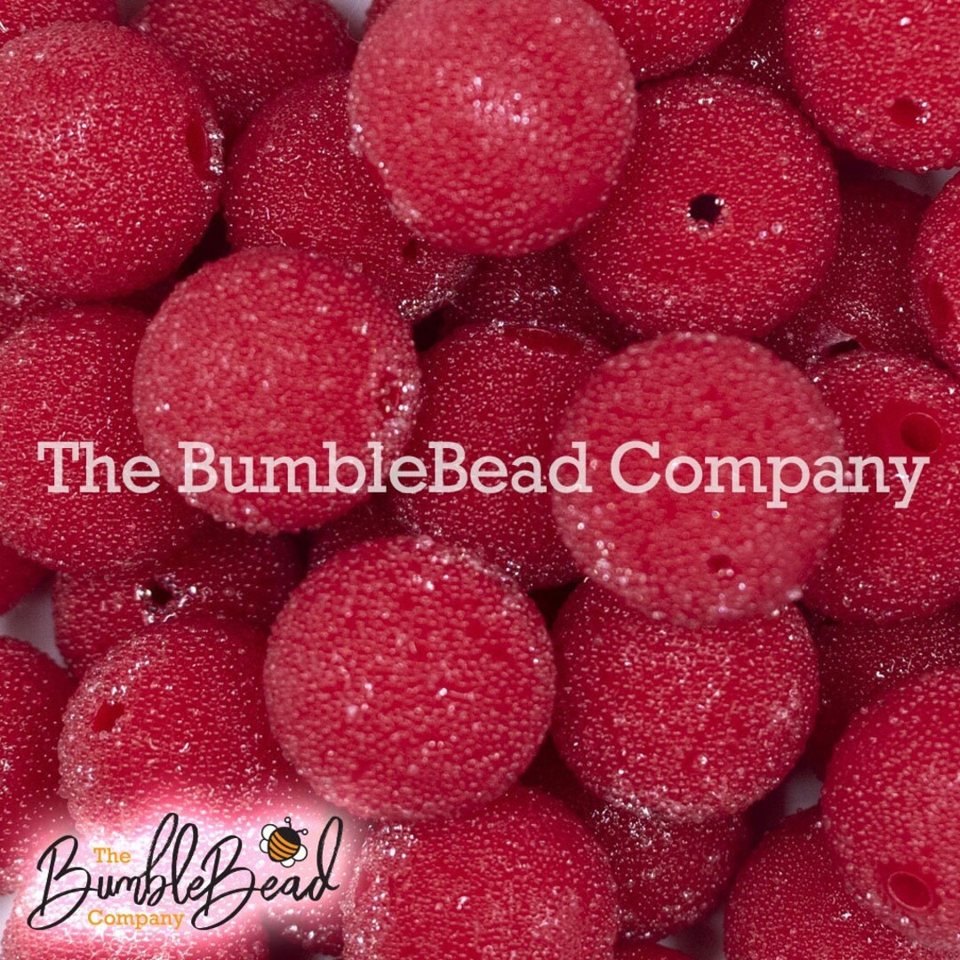 Red Sugar Rhinestone Bubblegum Bead: Shiny Chunky Resin Bead (19MM ...