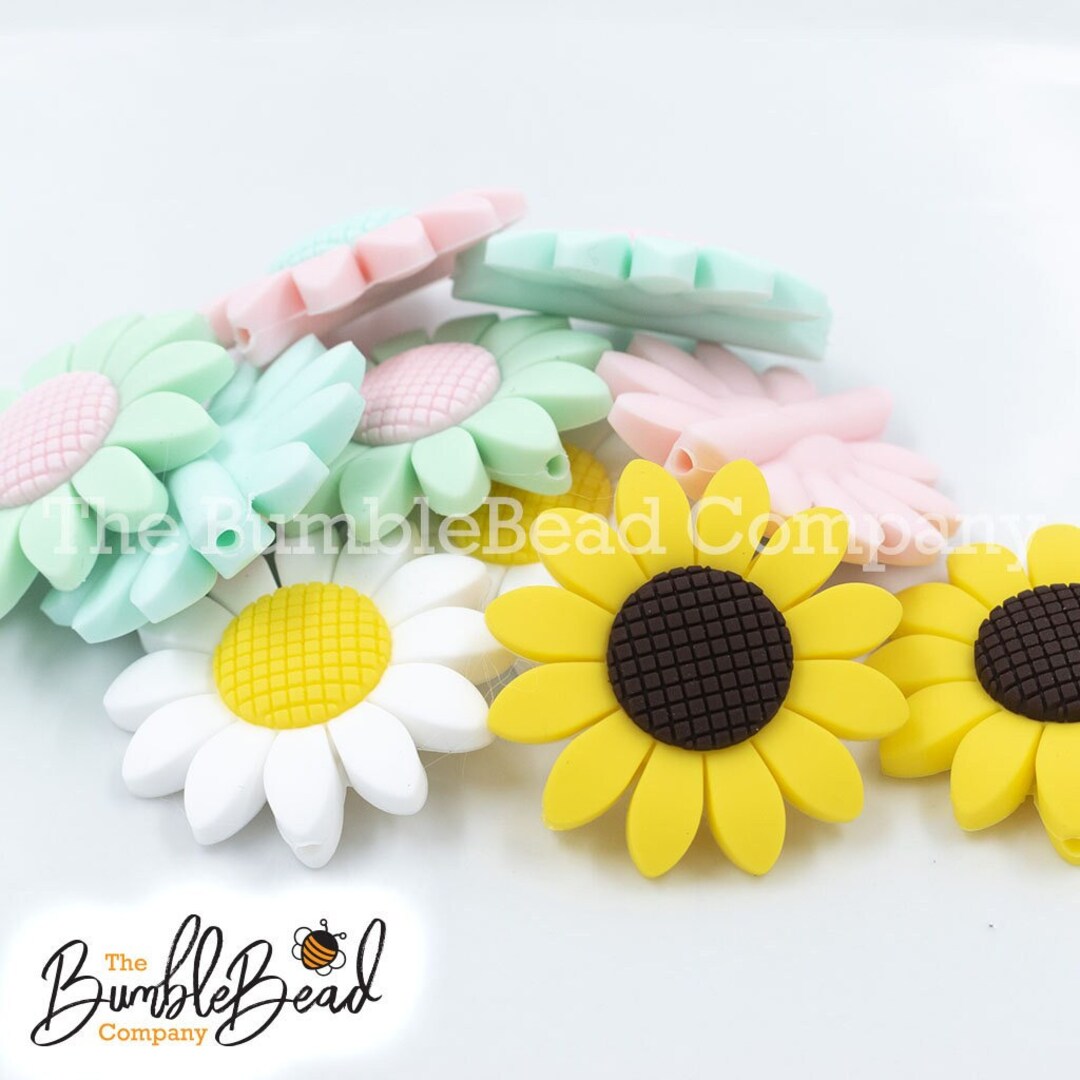 Large Daisy Silicone Bead, Large Sunflower, Silicone Teething Chew ...