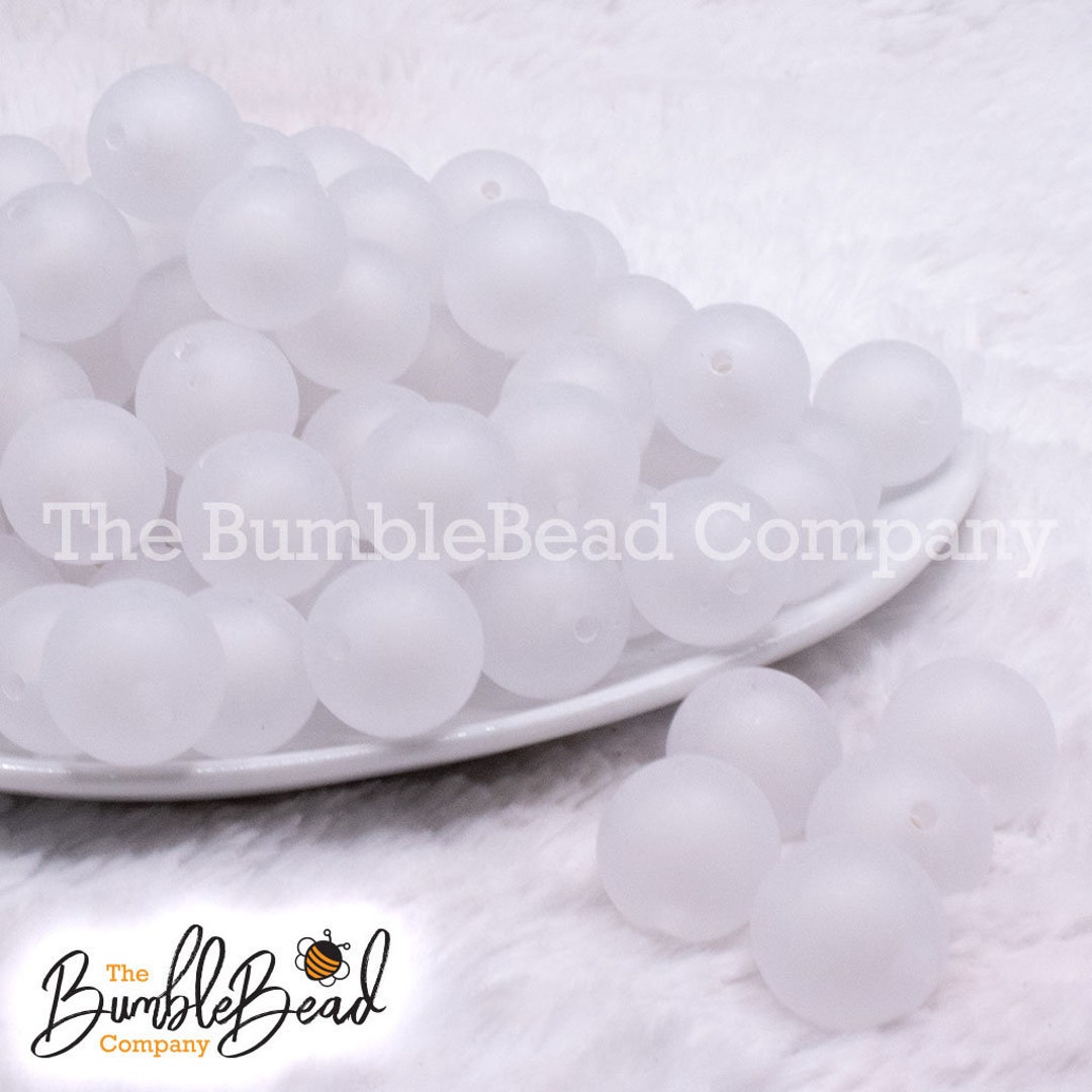 16mm White Frosted Bubblegum Beads, Acrylic Gumball Beads in Bulk, 16mm ...