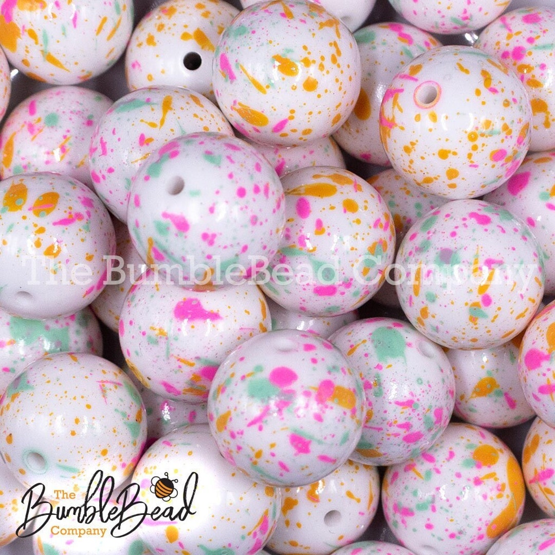 20MM Pastel Splatter Chunky Bubblegum Beads, Acrylic Gumball Beads in ...