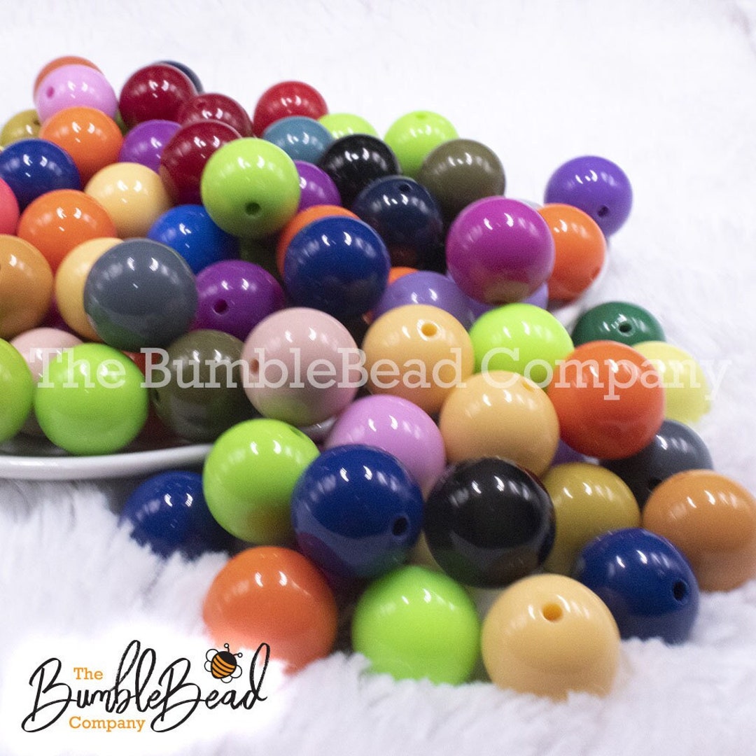 16MM Mixed Solid Bubblegum Bead, Acrylic Gumball Beads in Bulk, 16mm ...
