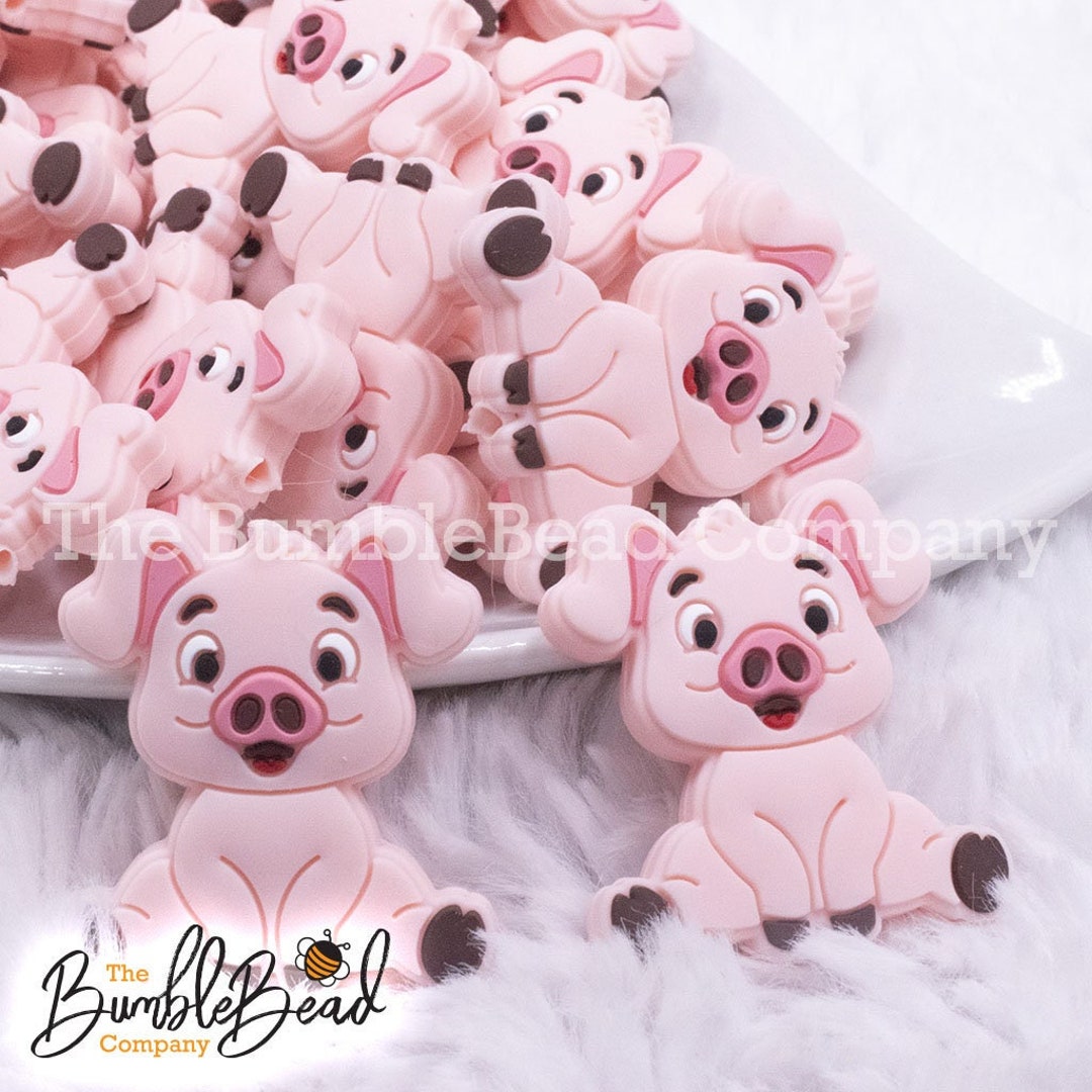 Pink Pig Silicone Focal Bead Accessory - 27mm X 30mm, Silicone Beads - Etsy