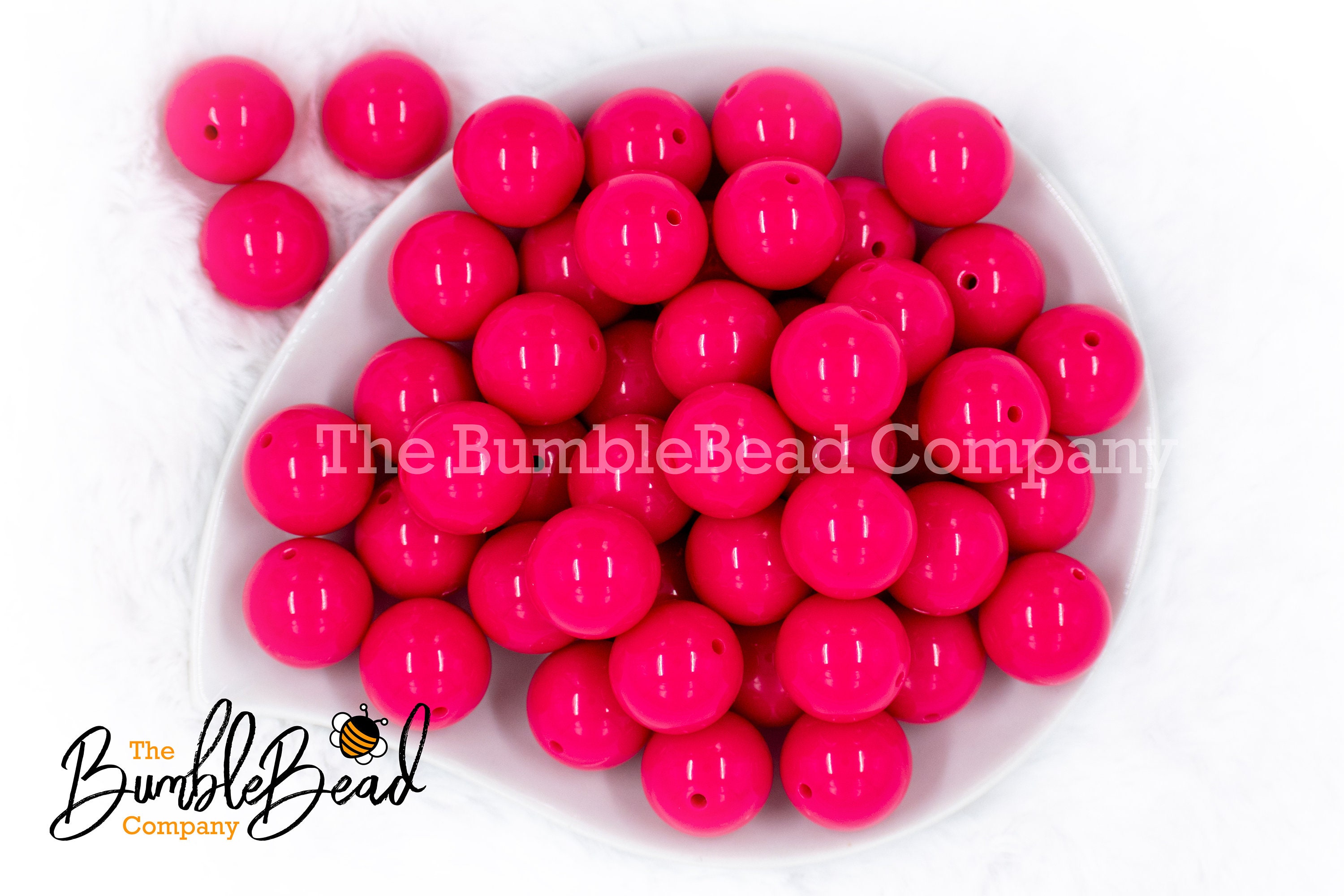 20mm Hot Pink Solid Chunky Bubblegum Beads Acrylic Gumball Etsy