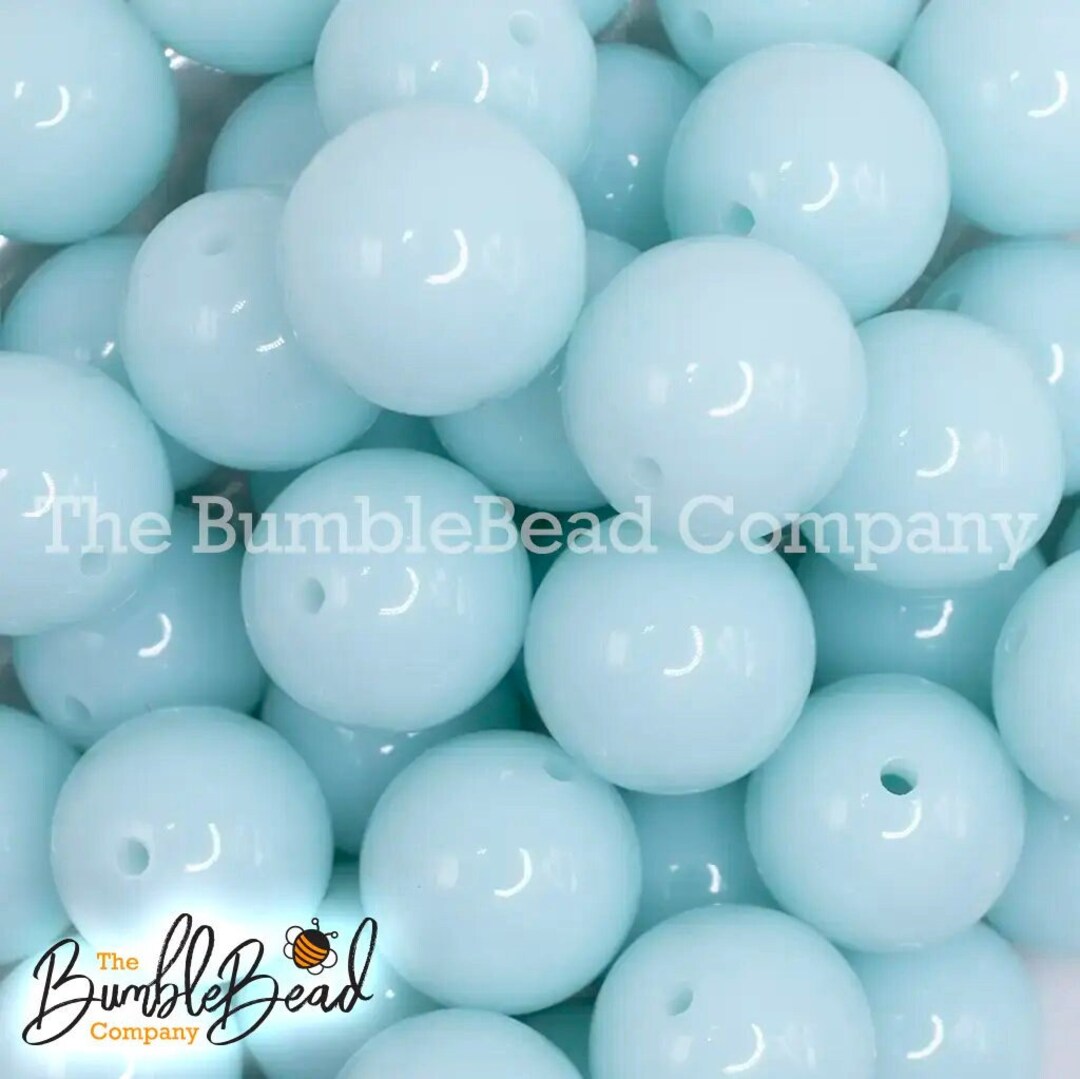 20MM Ice Blue Solid Chunky Bubblegum Beads, Acrylic Gumball Beads in ...