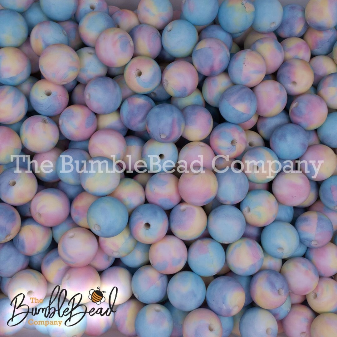 15mm Pastel Marbled Silicone Beads, Silicone Beads in Bulk, 15mm ...
