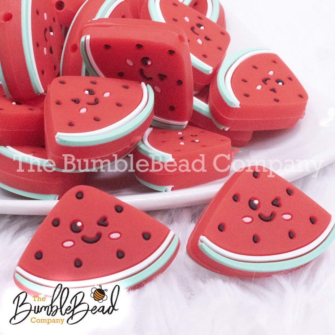 Watermelon Silicone Focal Bead Accessory - 30mm X 21mm, Silicone Beads ...