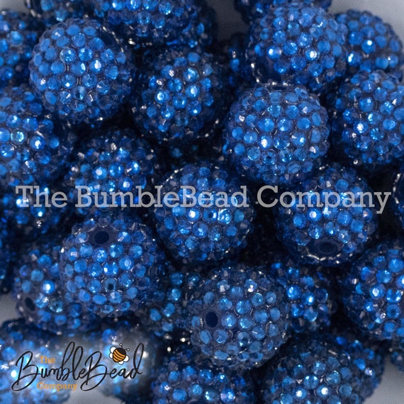 20MM Royal Blue Rhinestone Bubblegum Bead Resin Beads in - Etsy