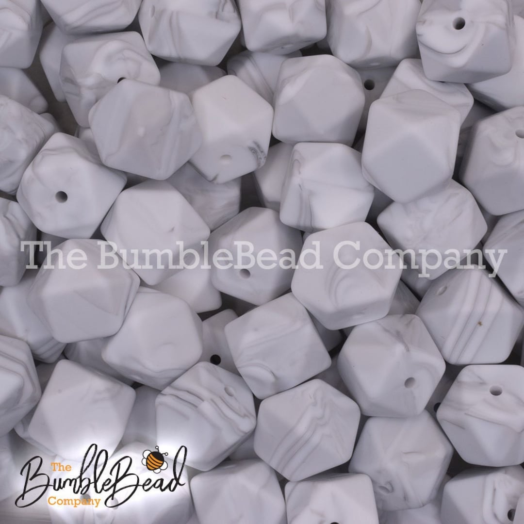 17mm Marble White Hexagon Silicone Beads, Silicone Hexagon in Bulk ...