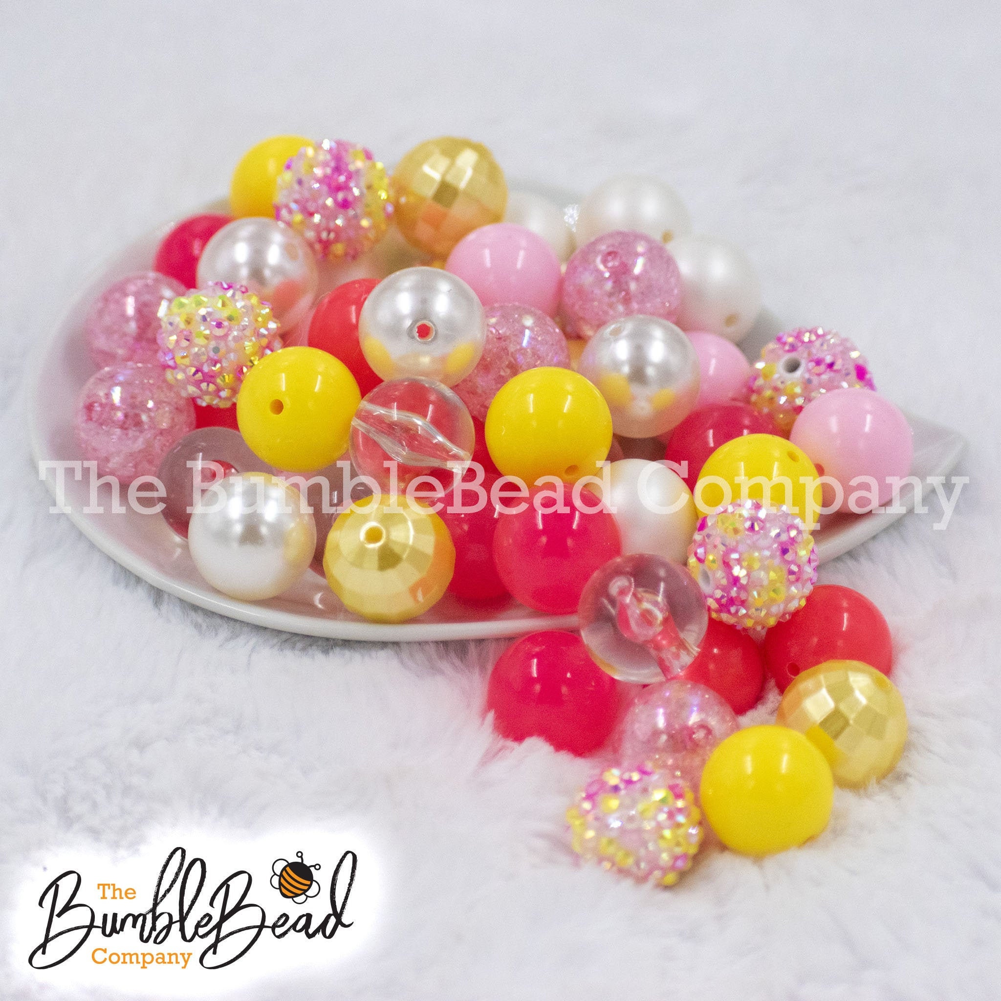 20mm Pink Lemonade Bulk Acrylic Bubblegum Bead Mix 20mm Bead | Etsy