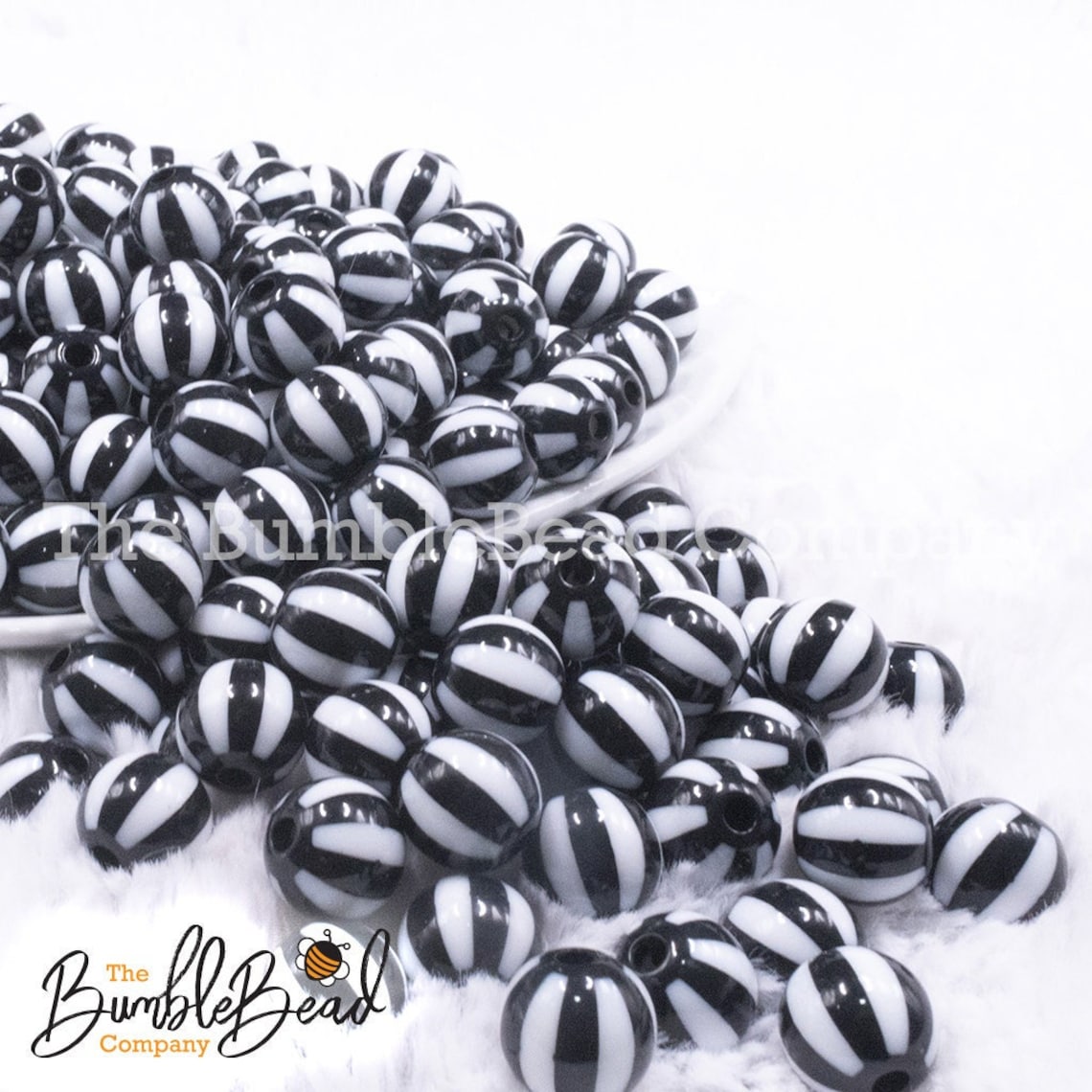 12MM White With Black Beach Ball Pattern Chunky Bubblegum - Etsy