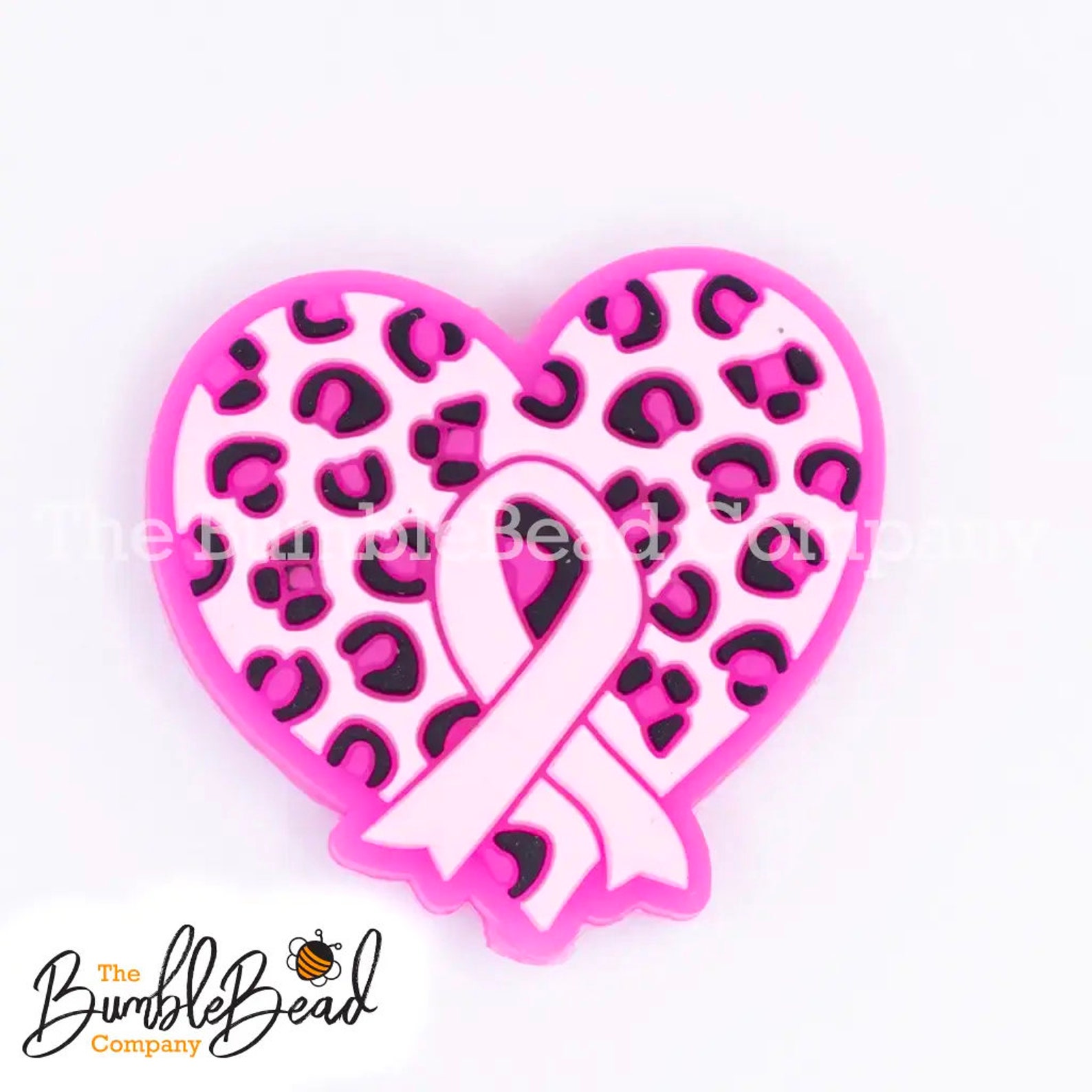 Breast Cancer Leopard Heart Awareness Silicone Focal Bead Accessory ...