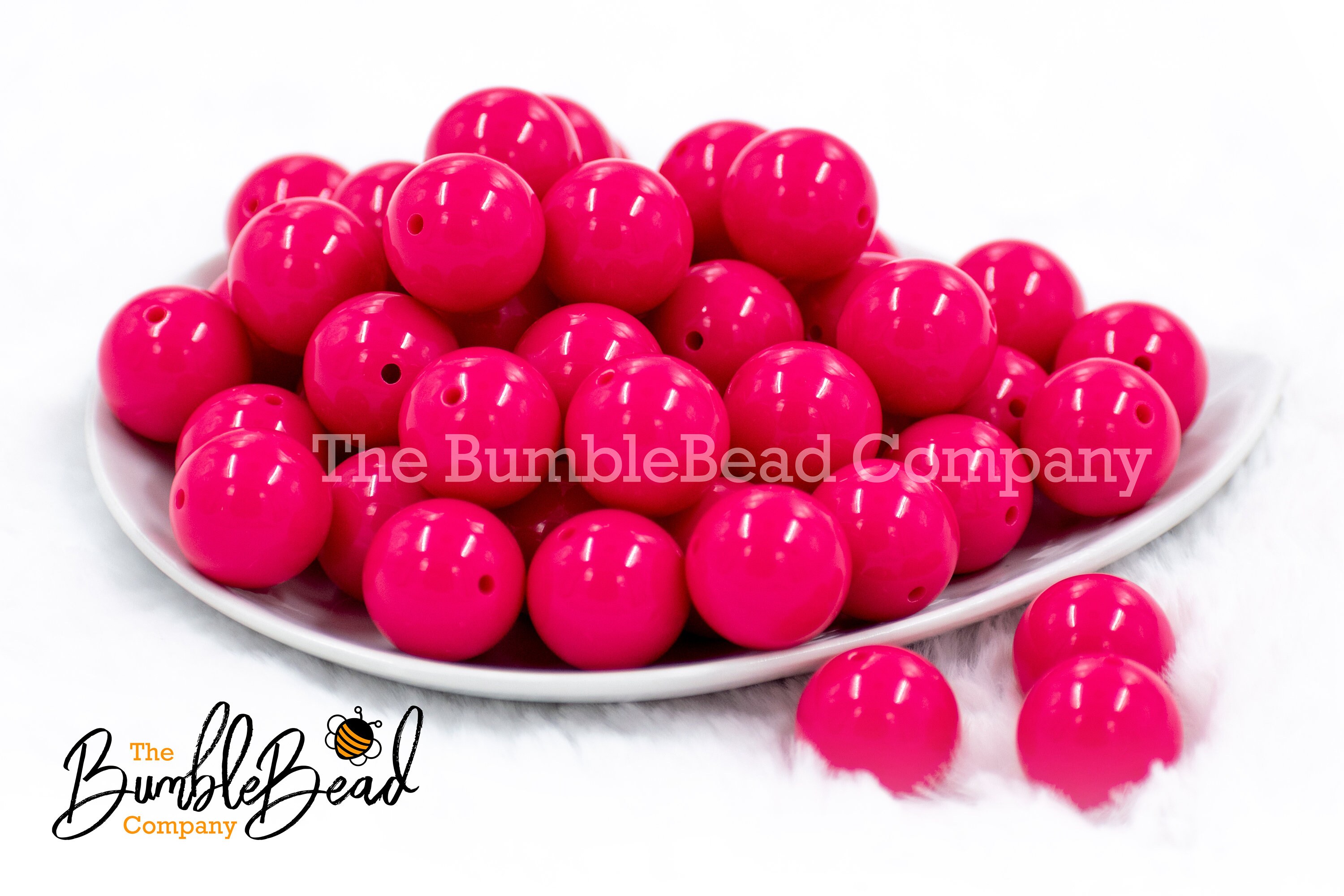 20mm Hot Pink Solid Chunky Bubblegum Beads Acrylic Gumball Etsy