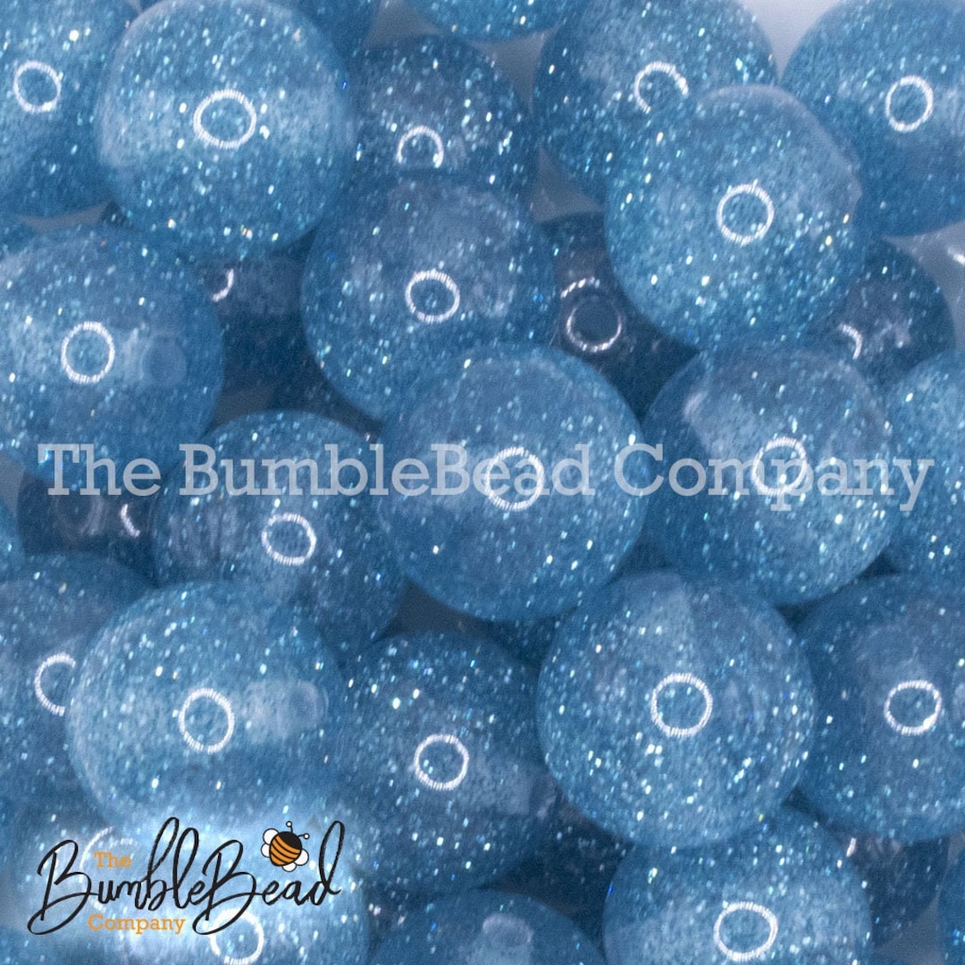 20MM Blue Glitter Sparkle Chunky Bubblegum Beads, Acrylic Beads in Bulk ...