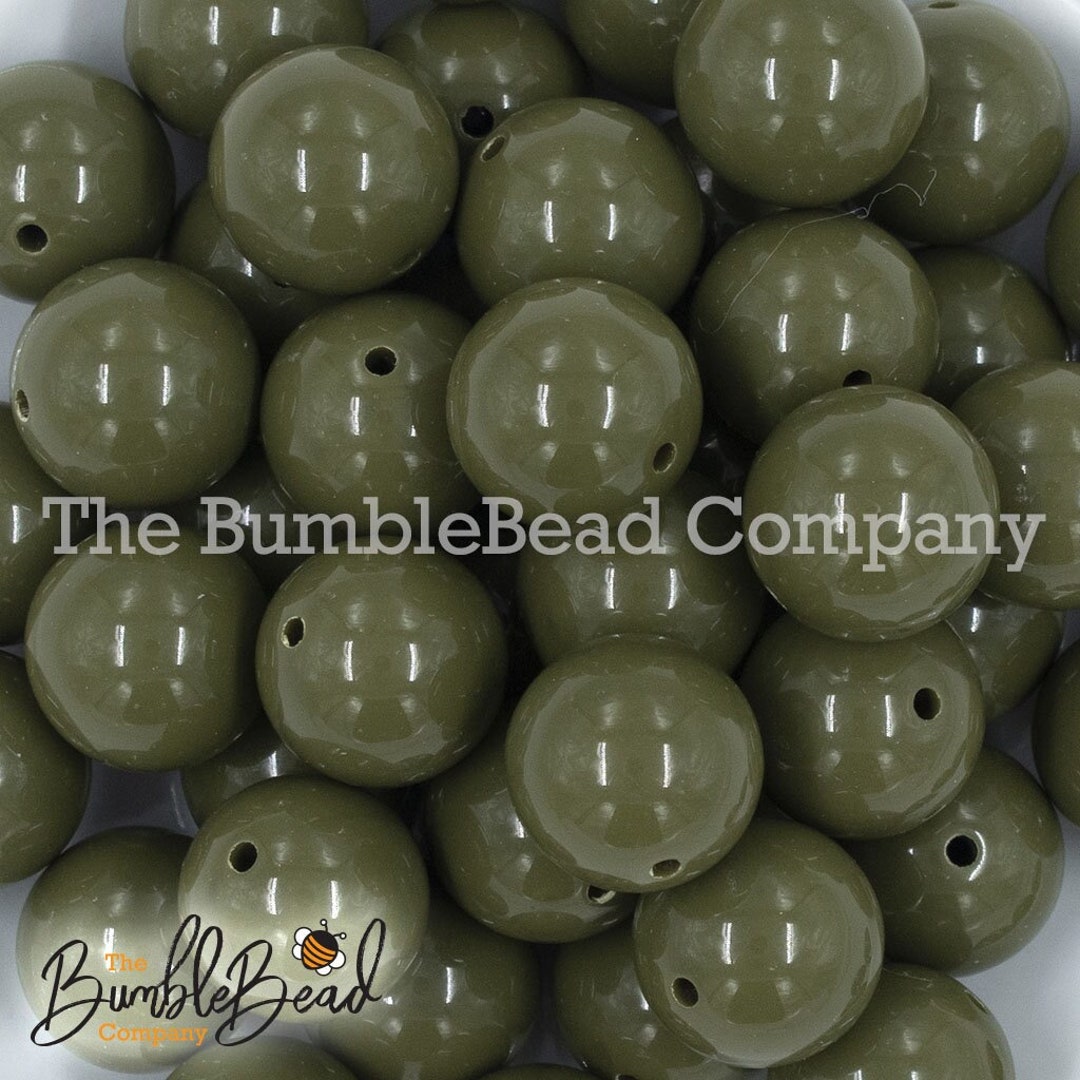 20MM Army Green Solid Chunky Bubblegum Beads, Acrylic Gumball Beads in ...
