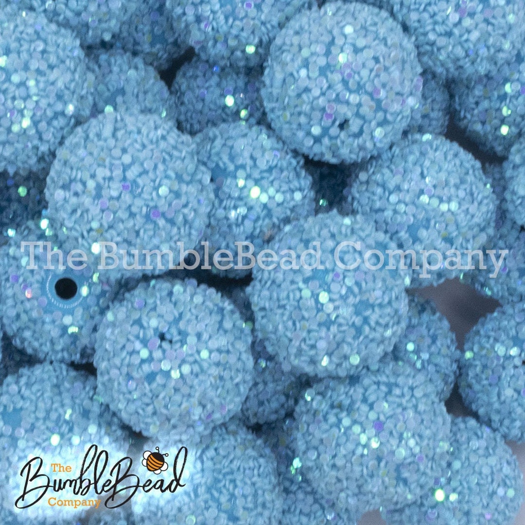 20mm Light Blue Sequin Confetti Bubblegum Beads, Resin Beads in Bulk ...