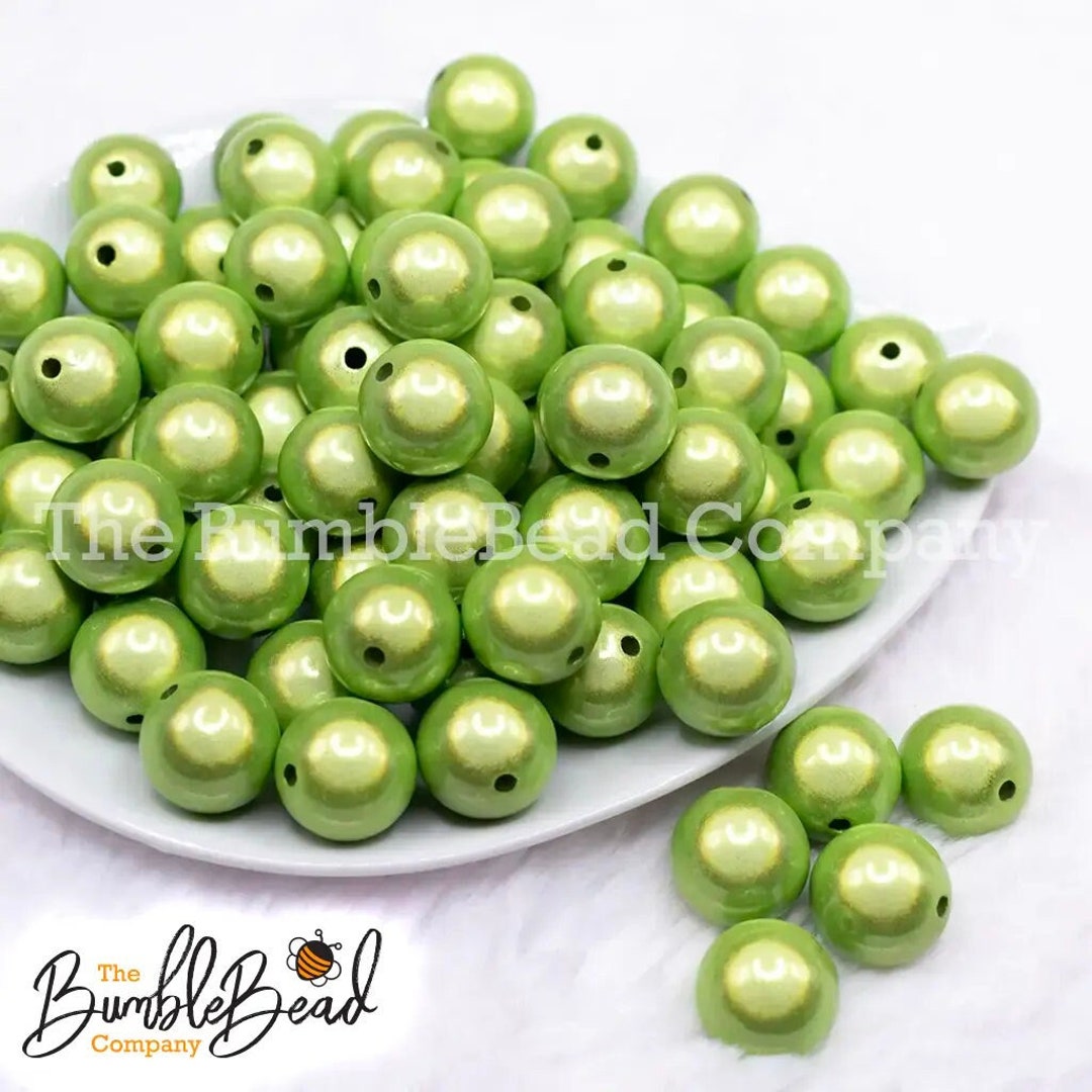 16mm Lime Green Miracle Chunky Acrylic Bubblegum Bead, Resin Beads in ...