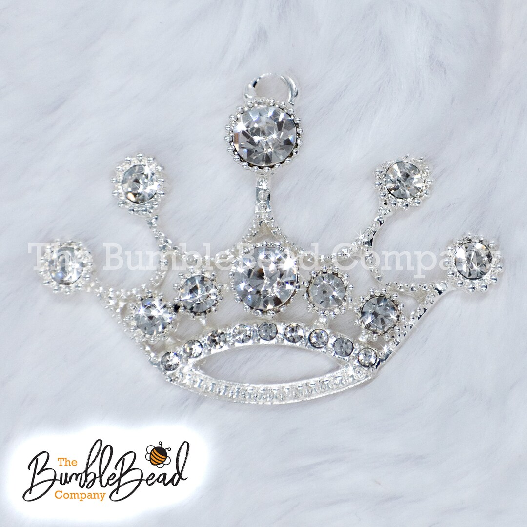 Silver Princess Crown Enamel Pendant 50*38mm, Chunky Necklace Pendant ...