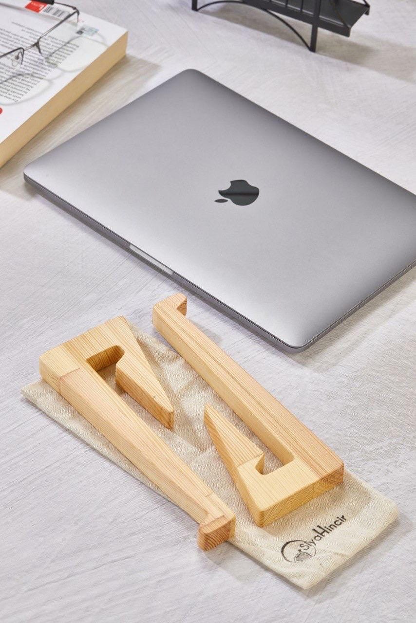 Portable Oak Wood MacBook Stand Lightweight Foldable Laptop Stand, Wood ...
