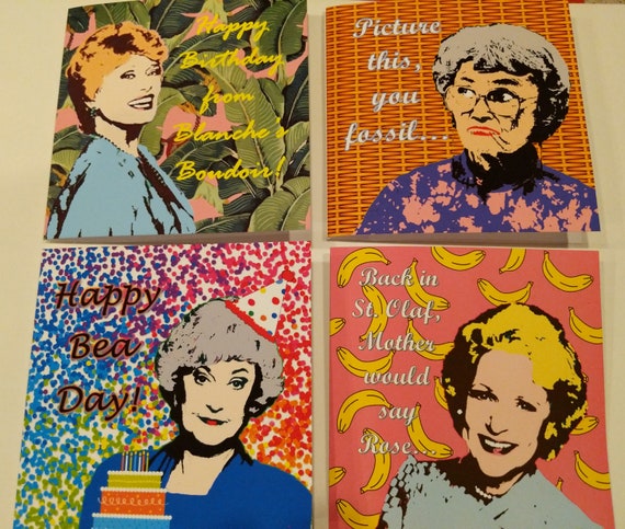 Set of 4 Golden Girls Birthday Cards With Messages | Etsy