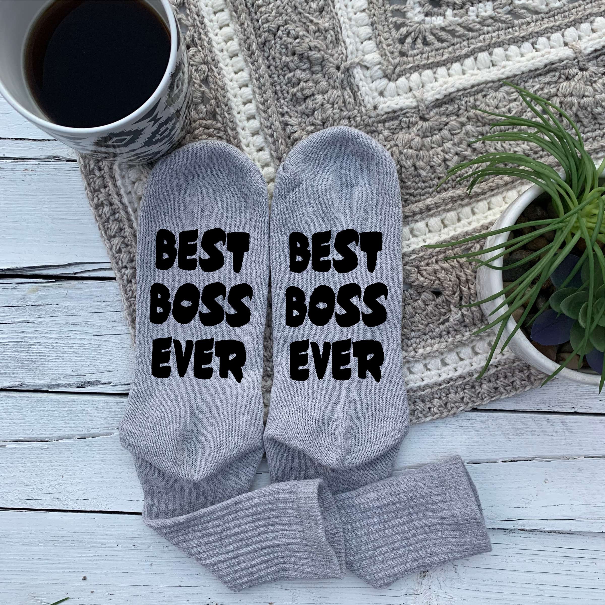 BEST BOSS EVER Socks Socks with Words on the Bottom Socks | Etsy