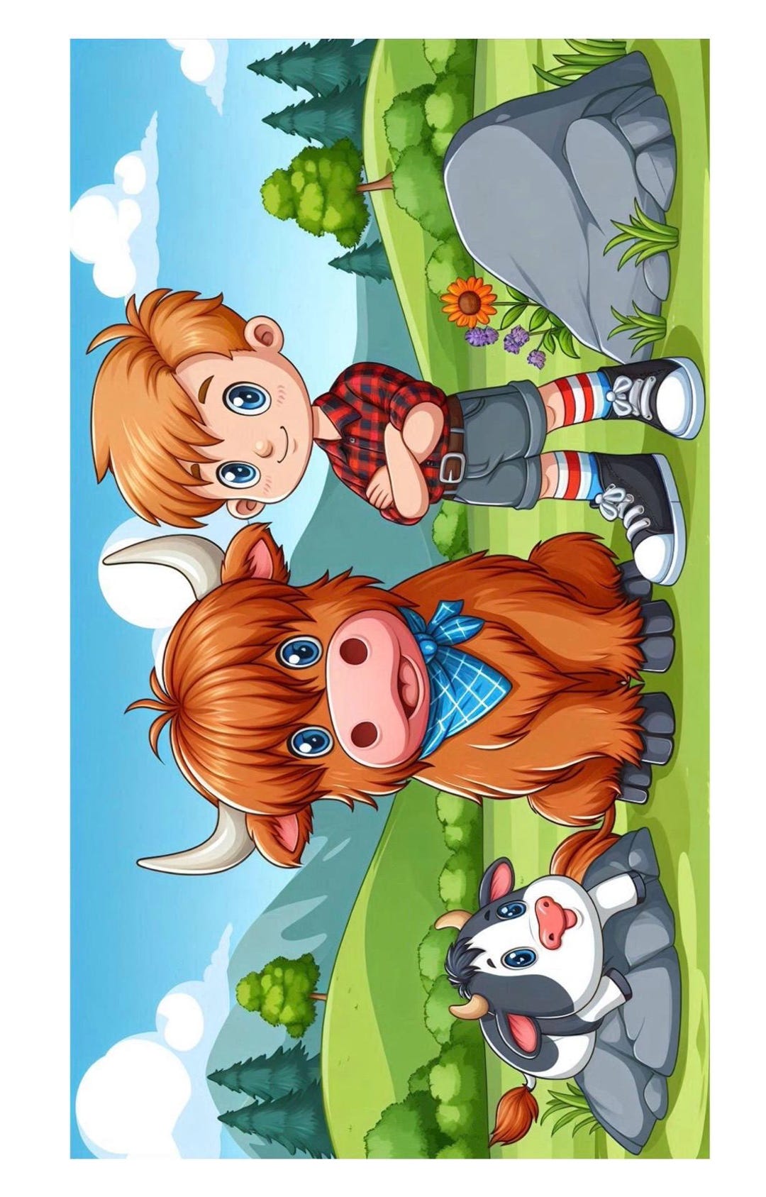 Kid With Cow Png Images of Cartoon Cows on the Farm - Etsy
