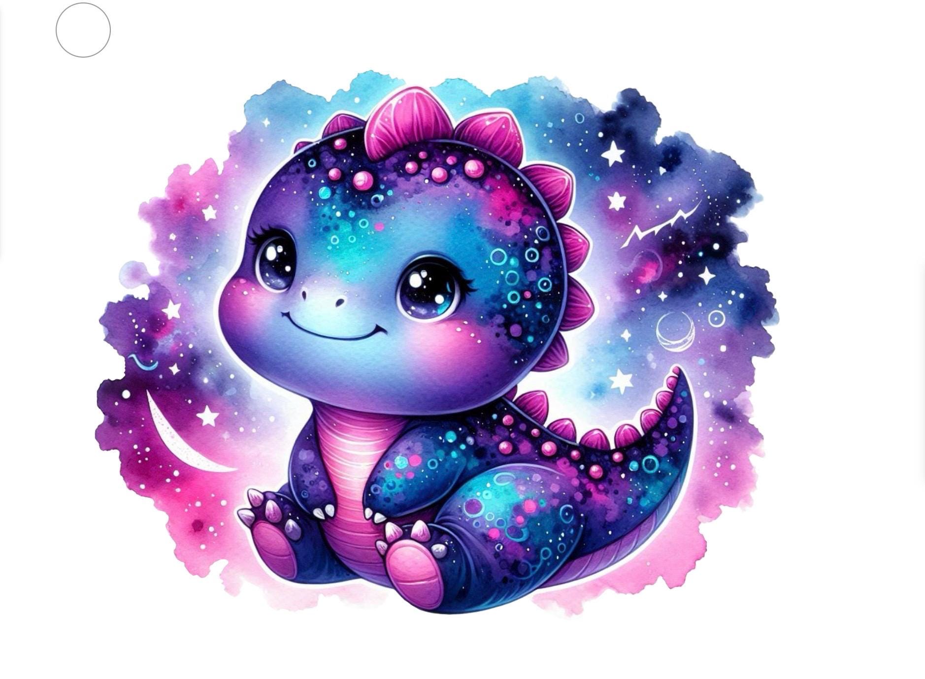Dinosaur on a Purple Water Color Galaxy Background - Etsy