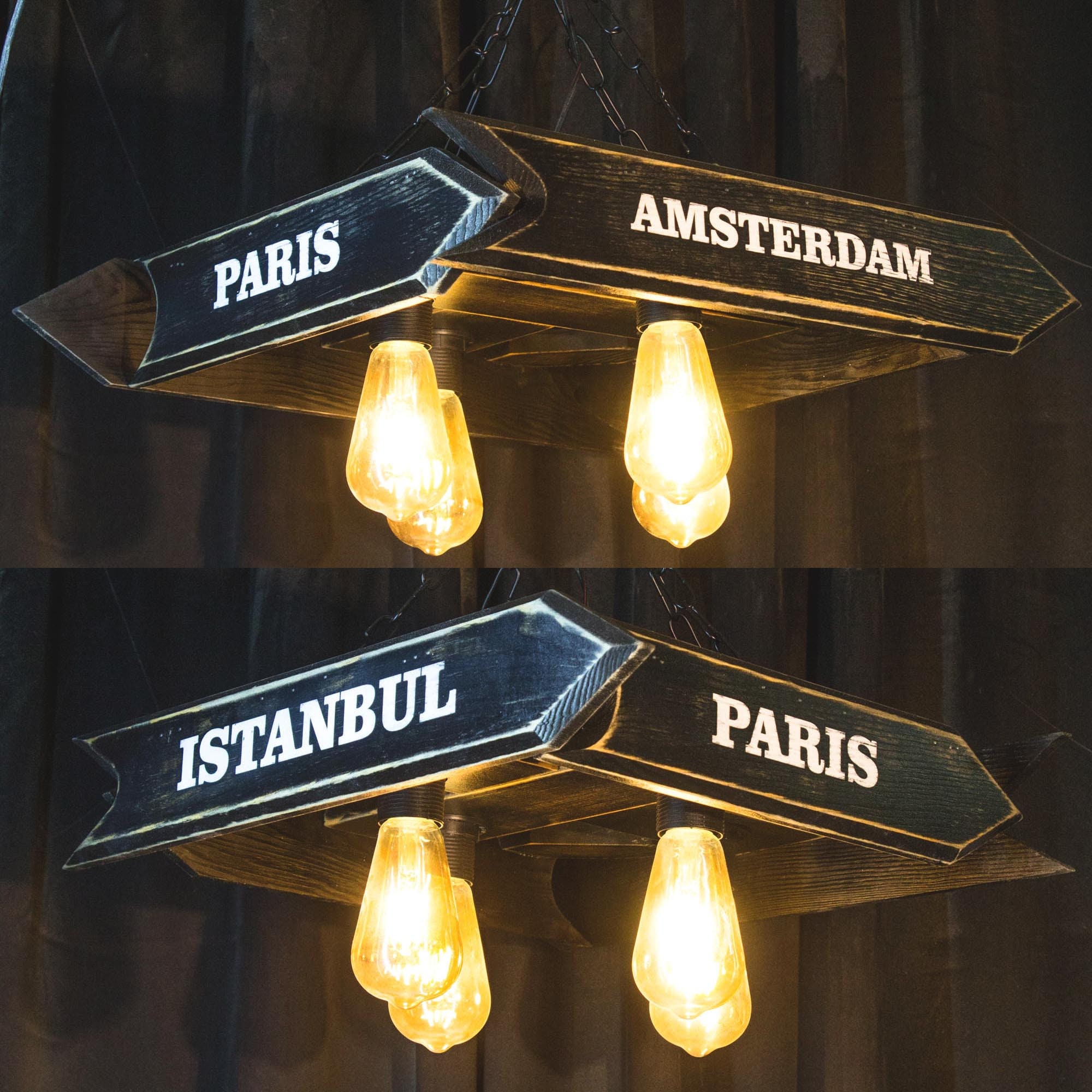 Directional Sign Chandelier,city Sign Hanging Bar Lamp,unique Bar ...