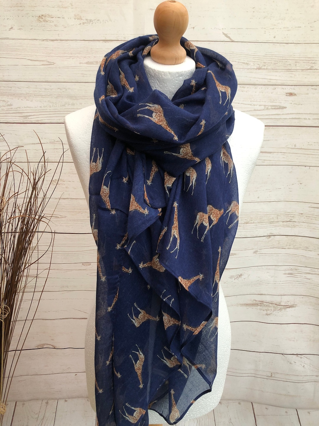 Ladies Navy Blue Cute Giraffe Fashion Scarf - Etsy