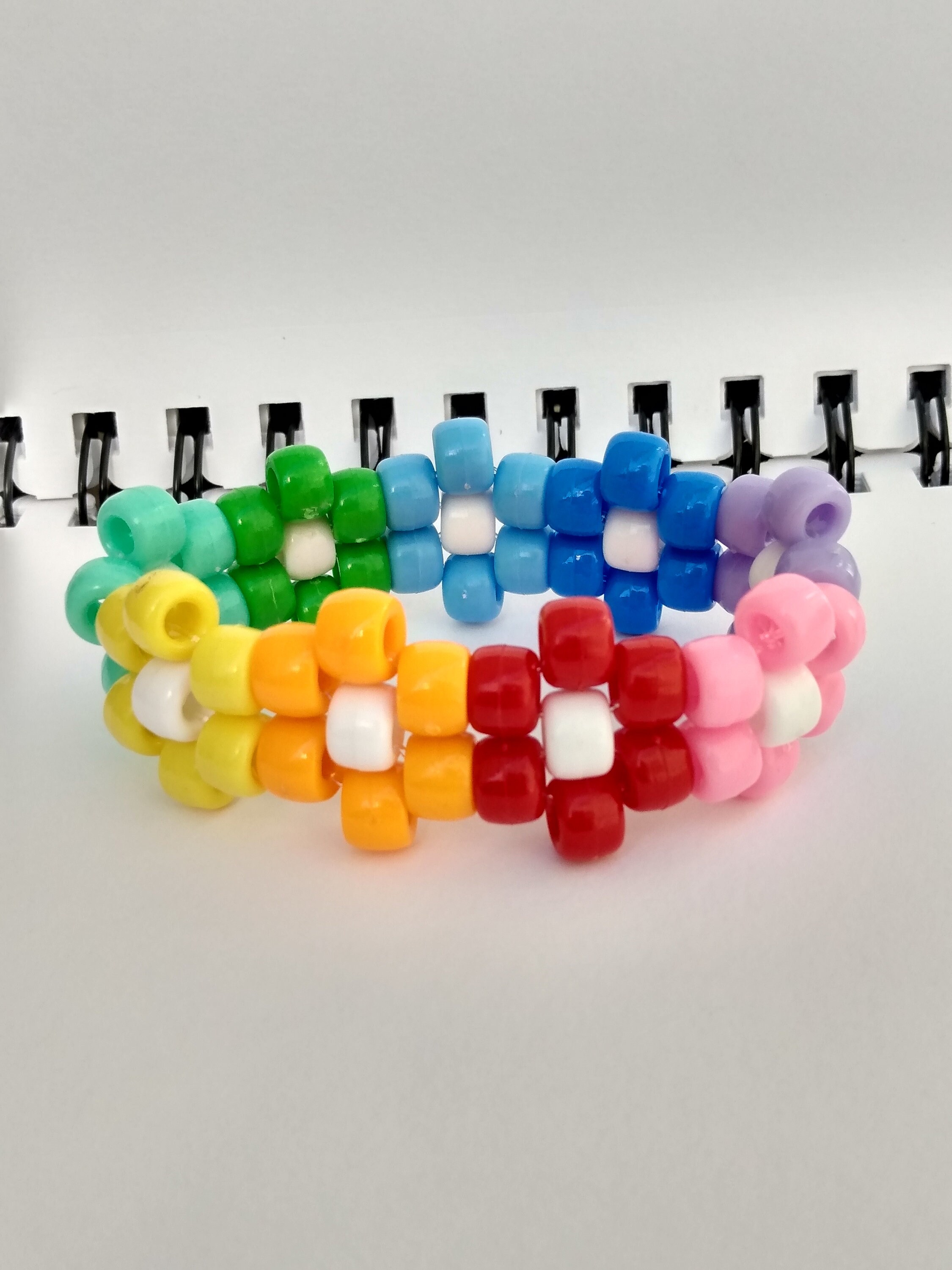 Rainbow Flower Rave Kandi Pony Bead Cuff Bracelet - Etsy