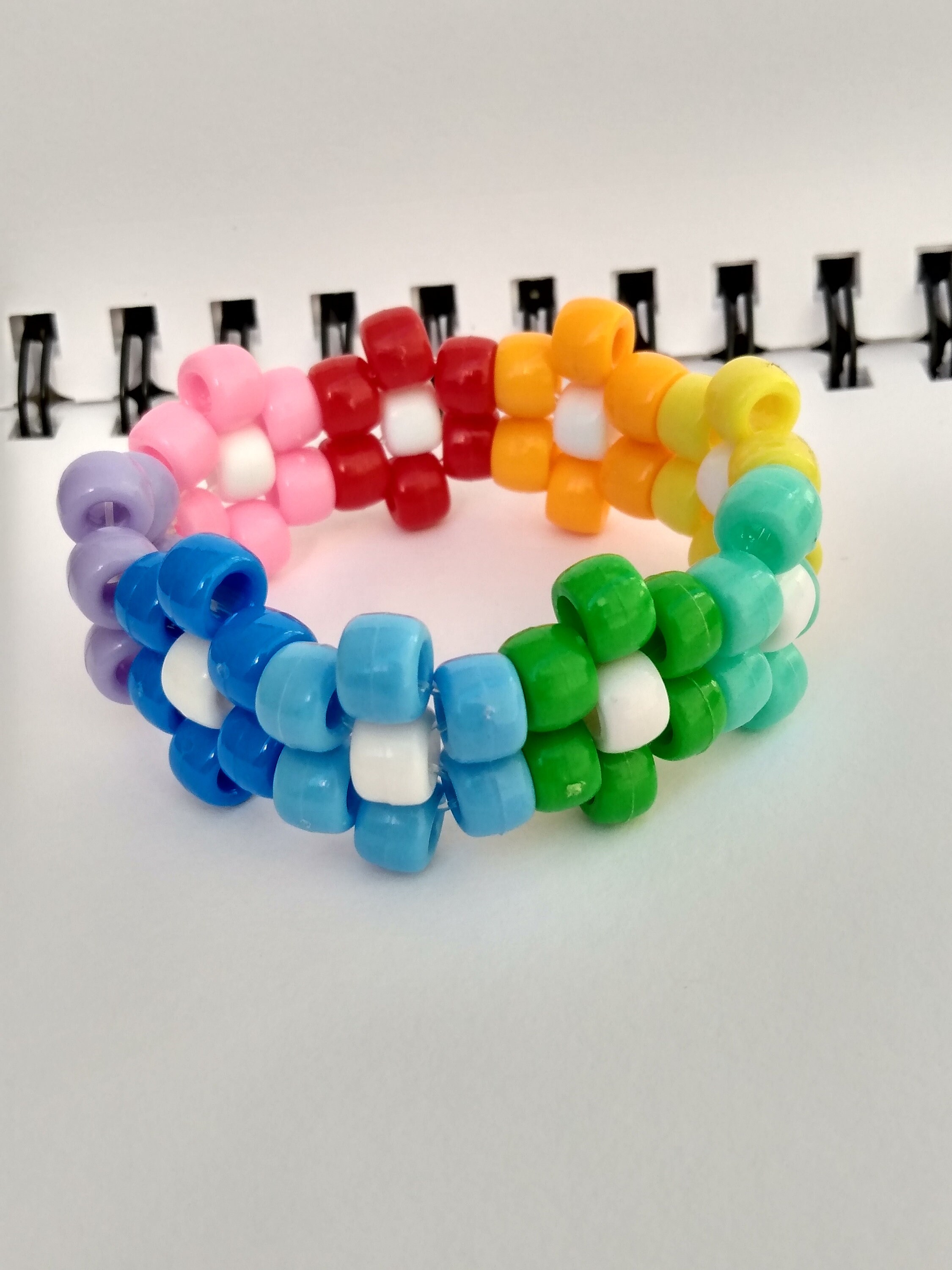 Rainbow Flower Rave Kandi Pony Bead Cuff Bracelet - Etsy
