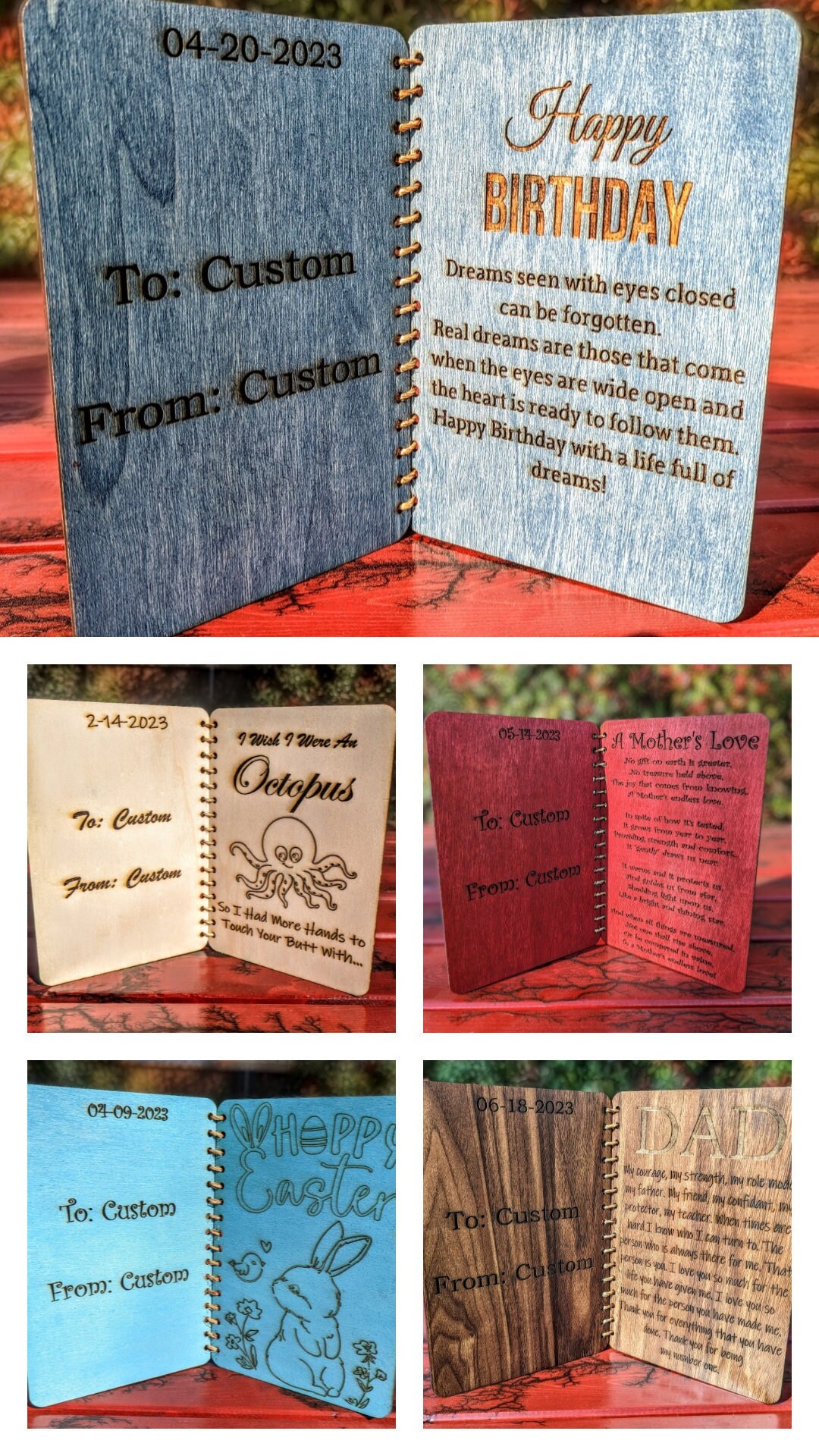 Laser Engraved Wood Greeting Card, Custom Personalized Gift - Etsy