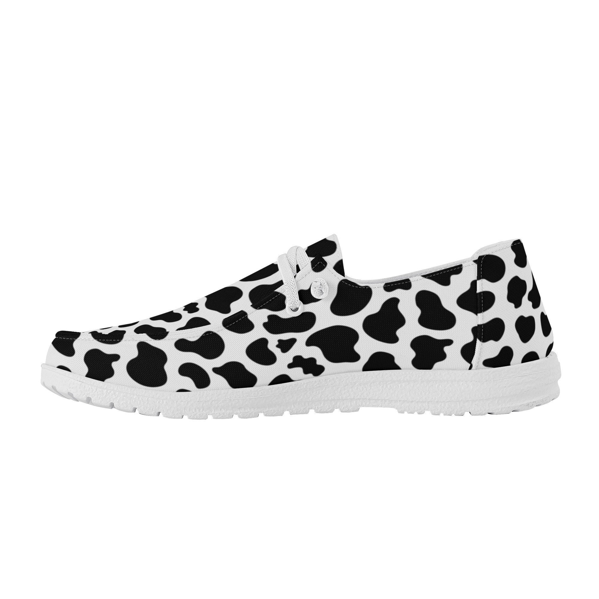 Cow Print Shoes, Custom Animal Print Black and White Cow Print Shoes ...