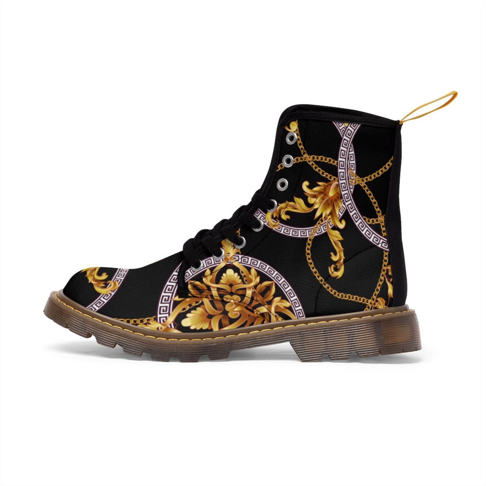 Rococo Shoes Women's Canvas Rococo Boots Black Design Custom Shoes ...