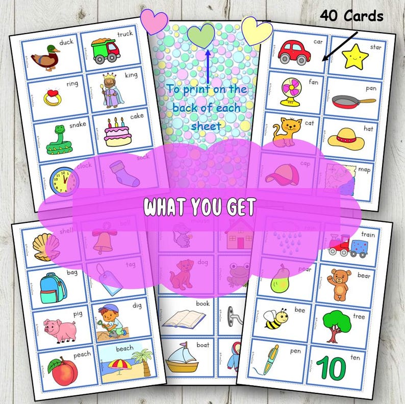 Rhyming Words Matching Game: Phonics Flashcards for Preschool ...