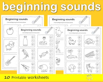 Alphabet Phonics Beginning Sounds Worksheets. Preschool | Etsy